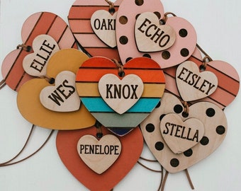 Custom Heart Tag Personalized Wood Heart Tags Laser Engraved - Etsy