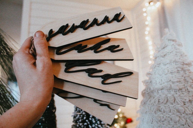 Personalized Wood Stocking Tag, Custom Name Wood Gift Tags - Etsy