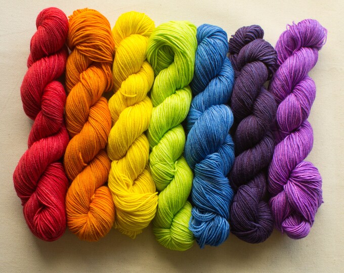 Rainbow Angus Gradient Yarn Set 7 X 50g SW Merino and Nylon - Etsy
