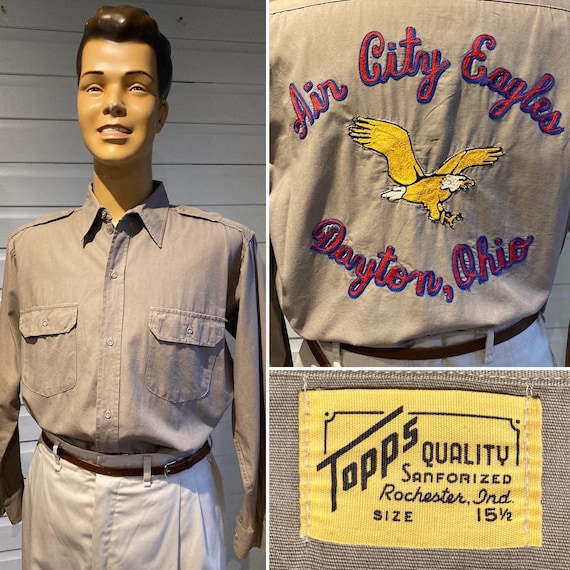 ORIGINAL 1940s MOTORCYCLE CLUB Chain Stitch Shirt Air… - Gem