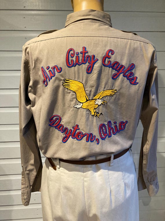 ORIGINAL 1940s MOTORCYCLE CLUB Chain Stitch Shirt Air… - Gem