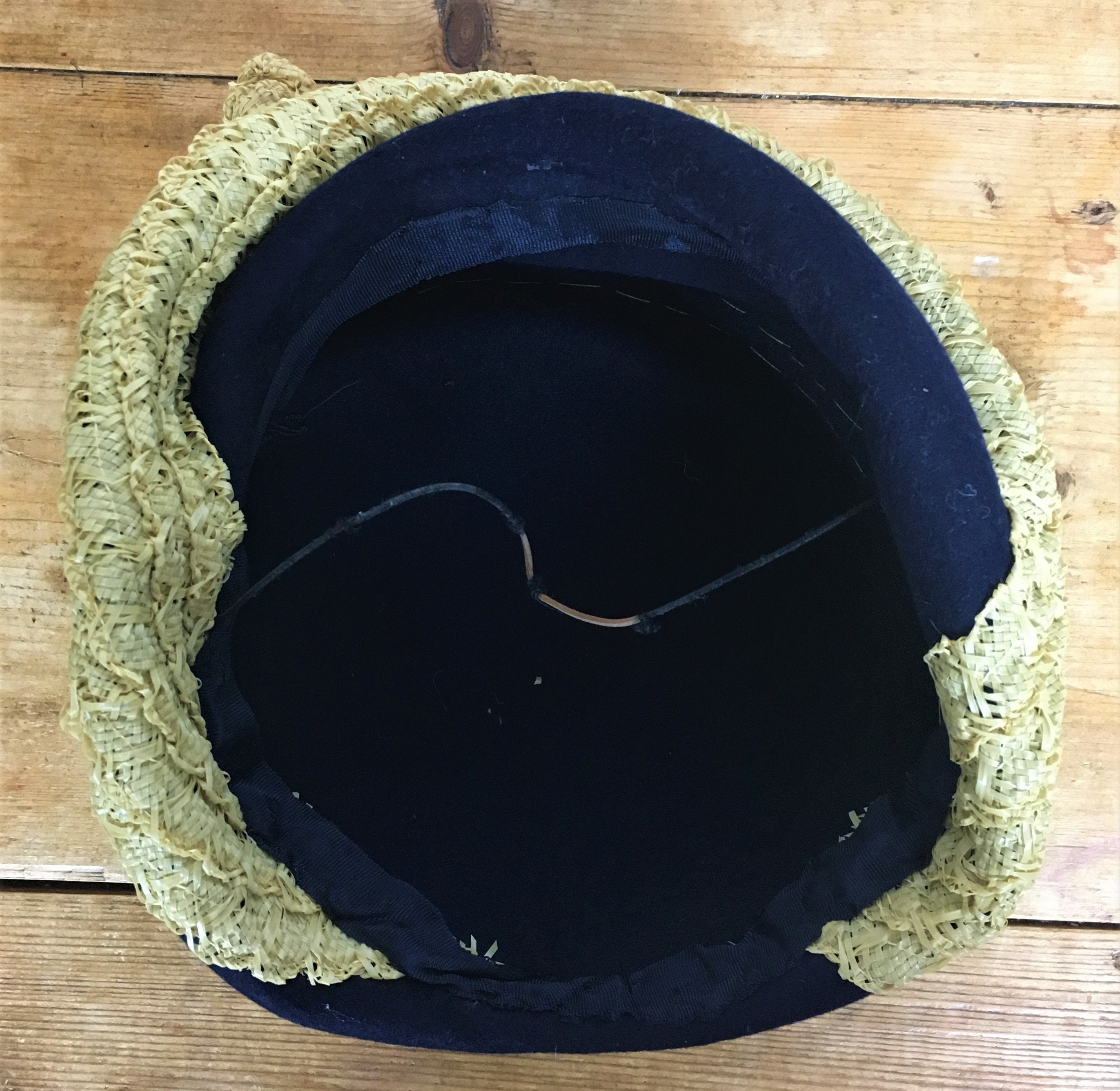 1940's/ 50's FELT & STRAW HAT Navy Blue | Etsy