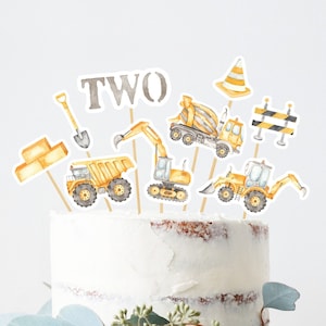 Construction Cake Topper, Construction Trucks Centerpiece 2nd Birthday ...