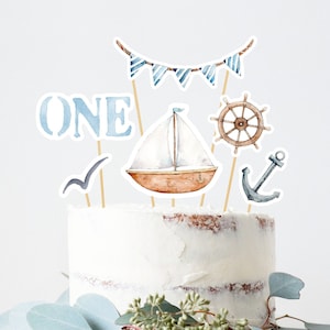 Rustic Nautical Cake Topper: Sailboat Birthday Decor (instant Download ...