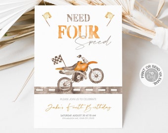 Need Four Speed Birthday Invitation - Etsy