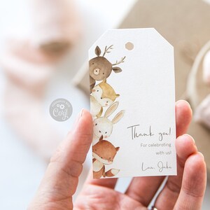 Woodland Animals Birthday Favor Tags | Thank You Tags | Forest Animals ...