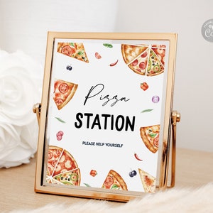Editable Pizza Station Birthday Sign, Pizza Making Party Table Sign ...