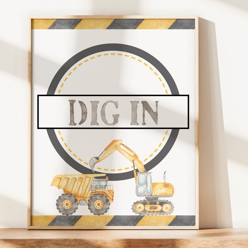 Construction Party Sign Dig in Sign Construction Table Sign - Etsy Canada