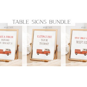 Fire Truck Birthday Party Table Signs Bundle (digital Download) - Etsy
