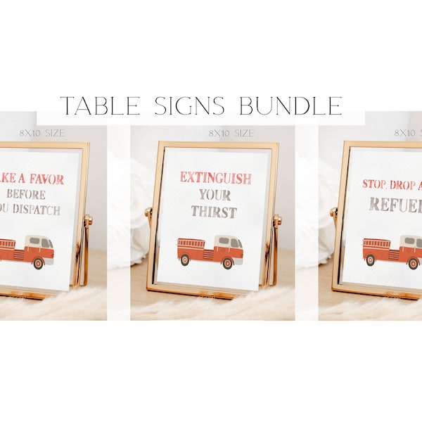 Fire Truck Party Table Signs - Etsy