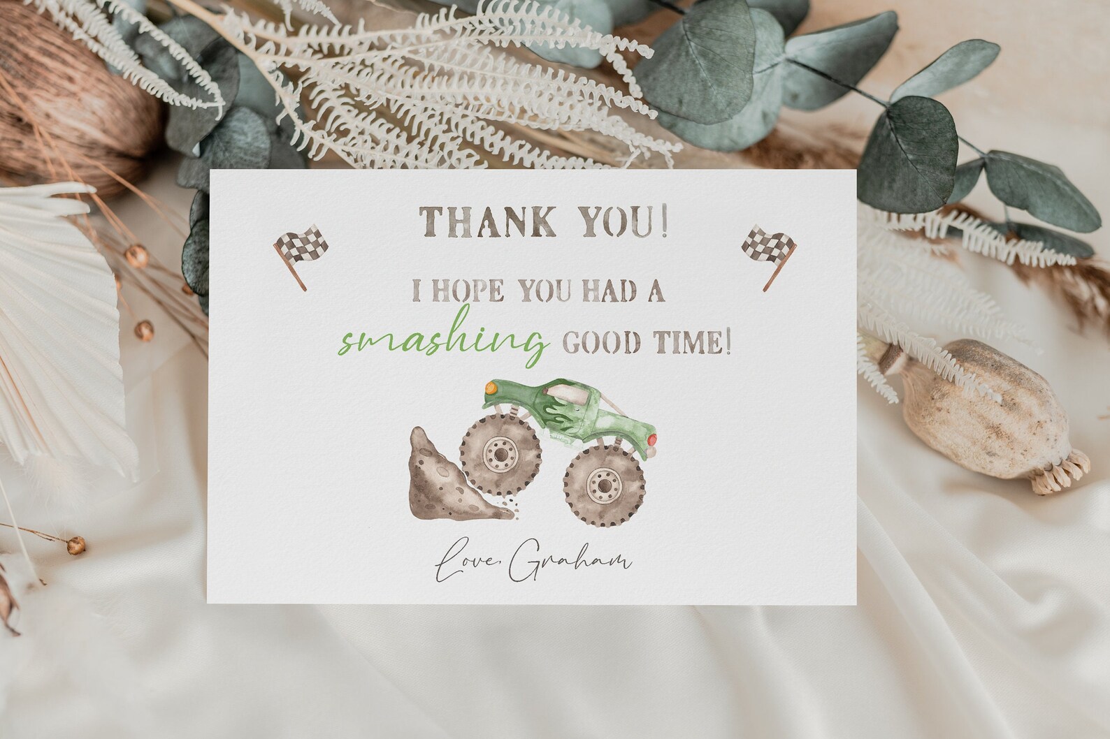 Editable Monster Trucks Thank You Card Monster Jam Theme - Etsy