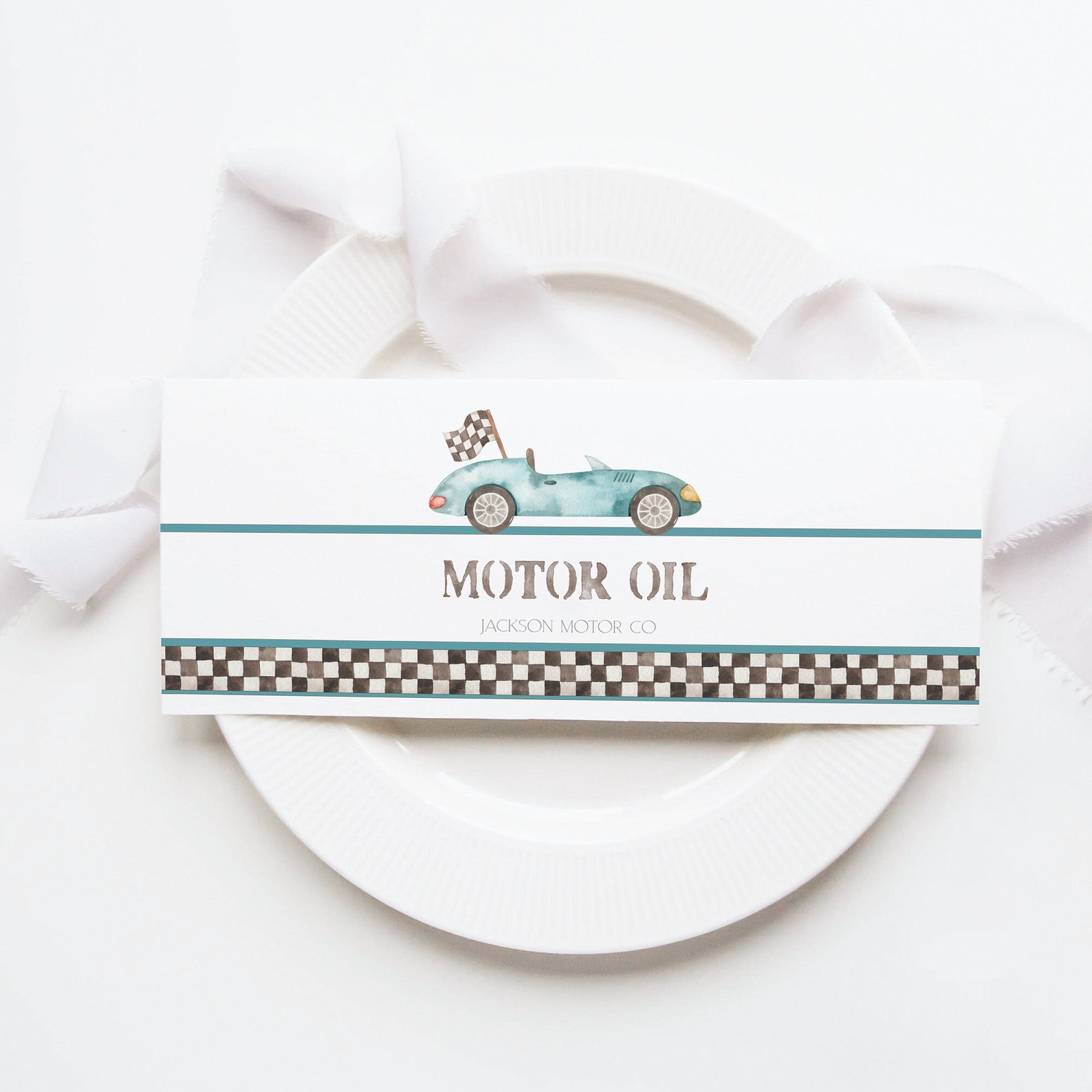 Editable Blue Vintage Race Car Oil Can Wrapper Baby Shower - Etsy