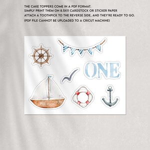 Rustic Nautical Cake Topper: Sailboat Birthday Decor (instant Download ...