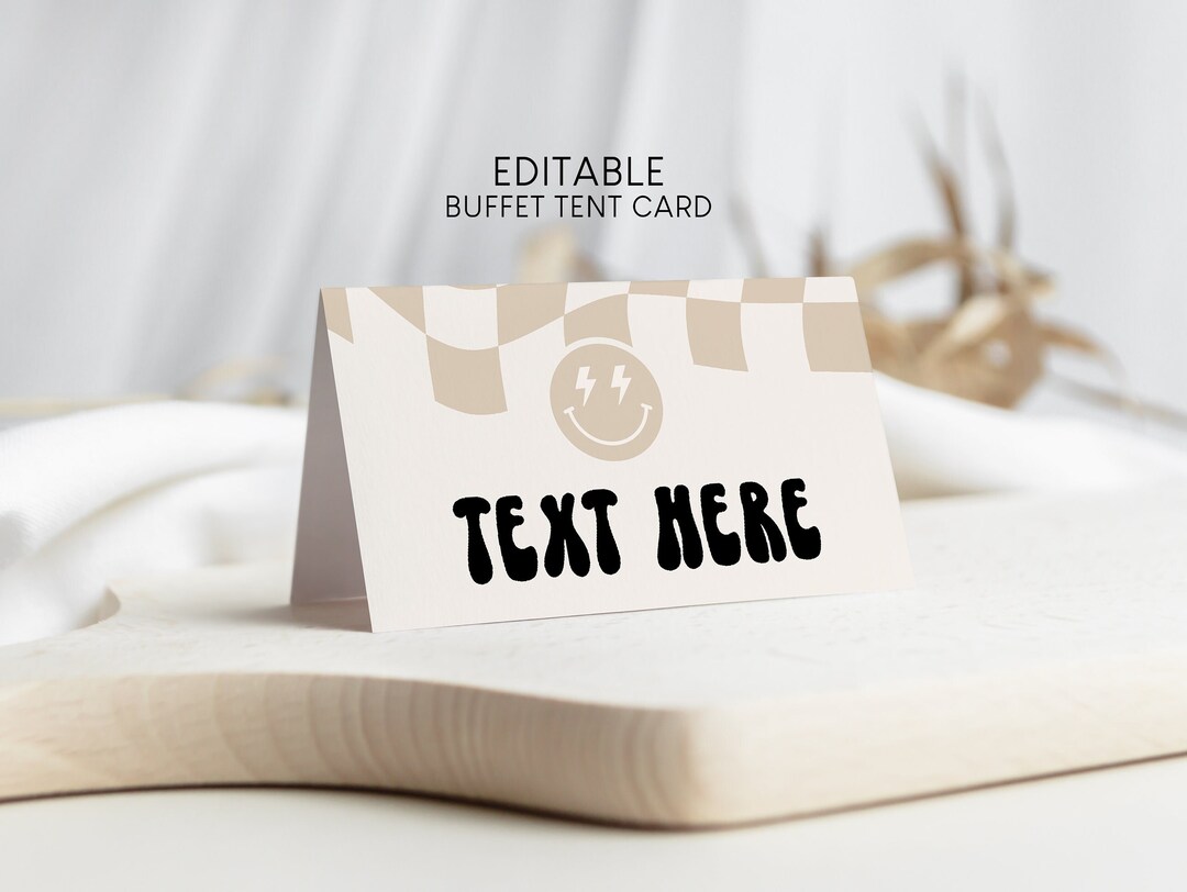 Editable Smiley Face Food Tent Template,retro One Happy Rad Dude ...