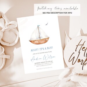 Editable Sailboat Baby Shower Welcome Sign | Blue Boat Baby Sprinkle ...