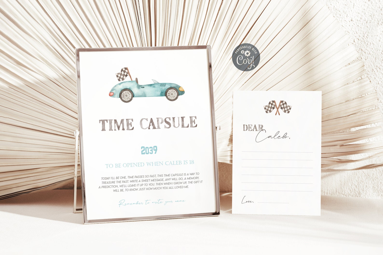 Editable Race Car Time Capsule First Birthday Blue Race Car - Etsy