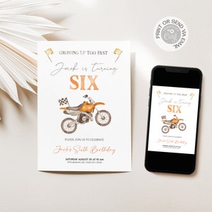 Editable Orange Dirt Bike Birthday Invitation, Mountain KTM Bike ...