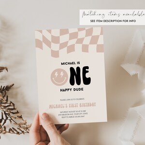 Editable Smiley Face Food Tent Templateretro One Happy Rad - Etsy