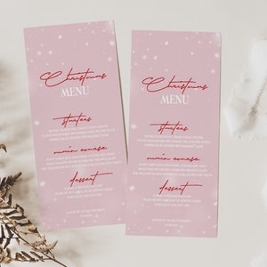 Pink Christmas Menu Template: Holiday Dinner Party (digital Download ...