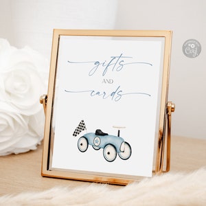 Editable Race Car Party Sign Pack, Blue Race Car Ride on Diaper Raffle ...