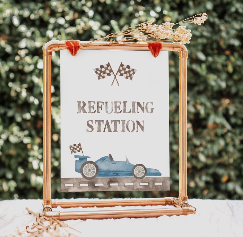 Race Car Refueling Station Sign: Vintage Birthday Party Decor (digital ...