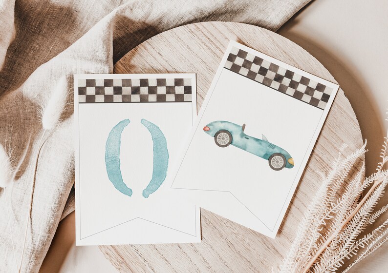 Printable Race Car one Birthday Bunting Banner - Etsy