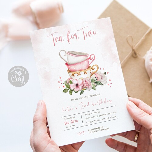 Time for Tea Party Invitation Template DIY Birthday Invite - Etsy