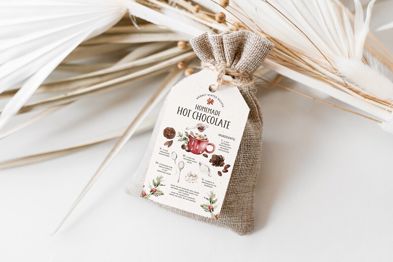 Ready to Print Christmas Drink Recipe Gift Tag Homemade Hot - Etsy