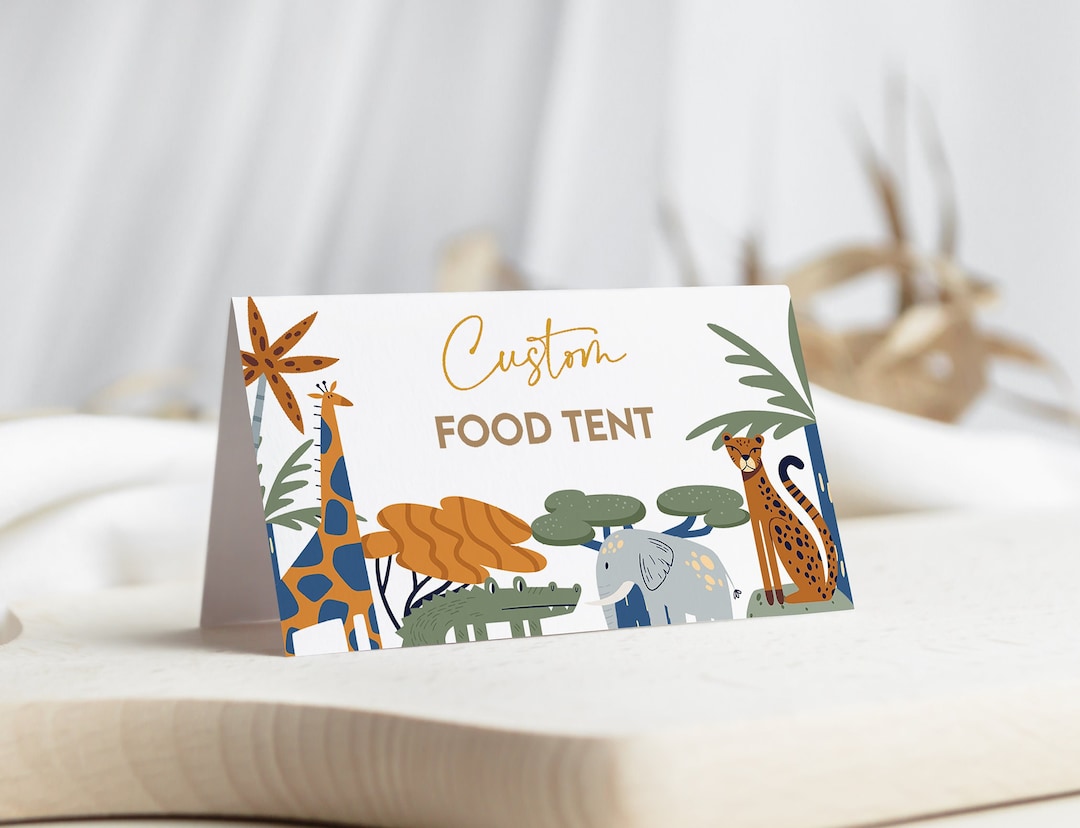 Editable Safari Food Label Place Card: Jungle Animals Birthday (instant ...