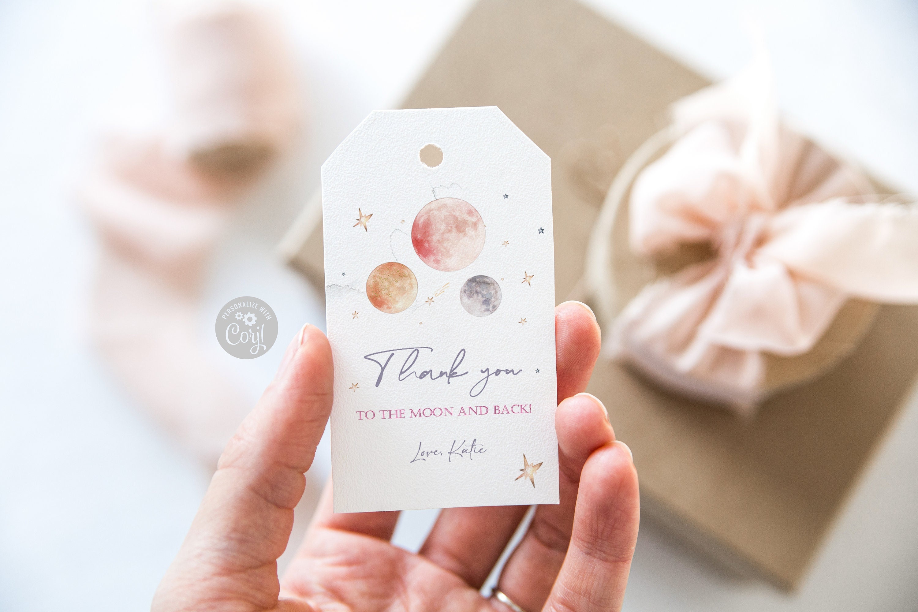 Editable Thank You to the Moon and Back Thank You Tags Two the - Etsy