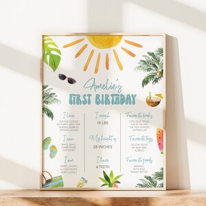 ONE in the Sun Birthday Bundle, Editable Beach Pool Party Summer Theme ...