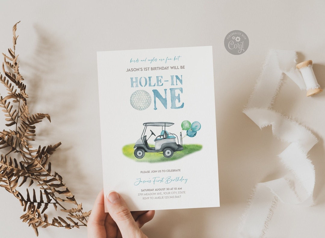 Golf First Birthday Invitation: Hole-in-one, Editable Template (digital ...