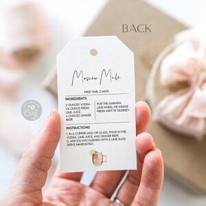Editable Drink's Recipe Gift Tag Template, Moscow Mule Favor Tag ...