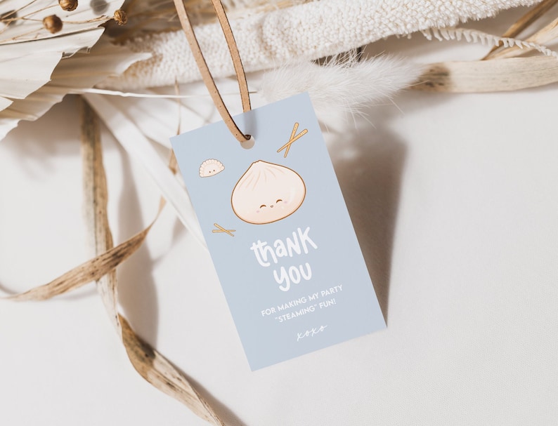 Dumpling Birthday Thank You Tags: Editable Dim Sum Party Favor (instant ...
