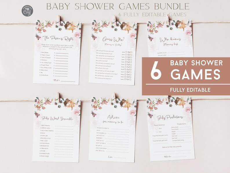 Fairy Baby Shower Games Bundle Fairy Garden Floral Enchanted - Etsy
