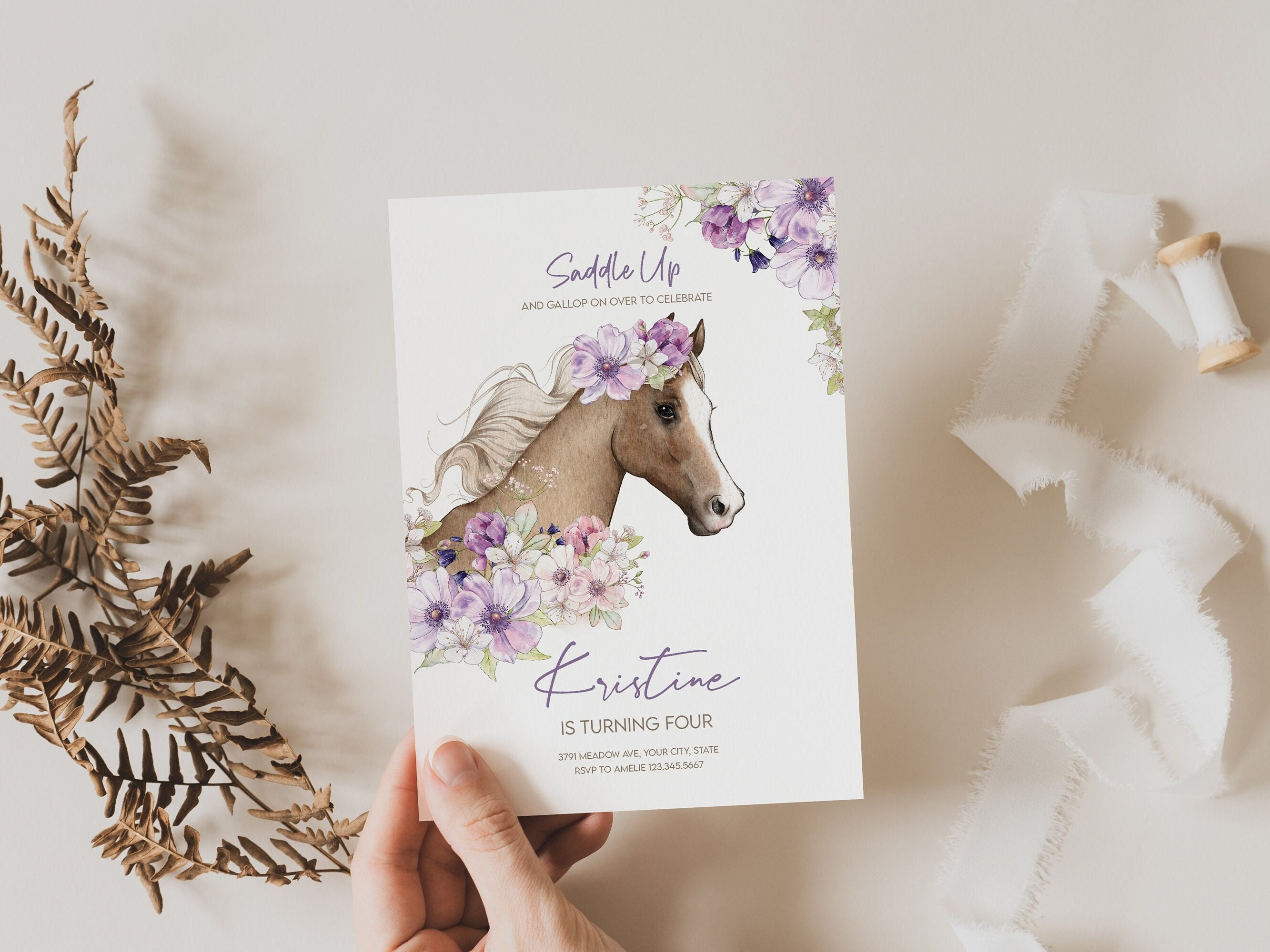 Editable Horse Birthday Invitation, Printable Saddle up Invite Template ...