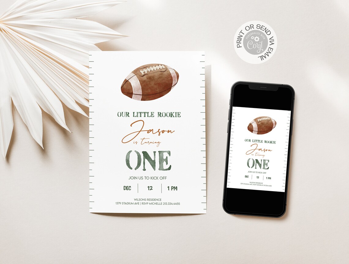 Football Birthday Invitation It's Game Time Game On - Etsy