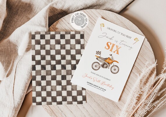 Editable Orange Dirt Bike Birthday Invitation Mountain KTM - Etsy