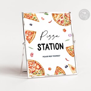 Editable Pizza Station Birthday Sign, Pizza Making Party Table Sign ...