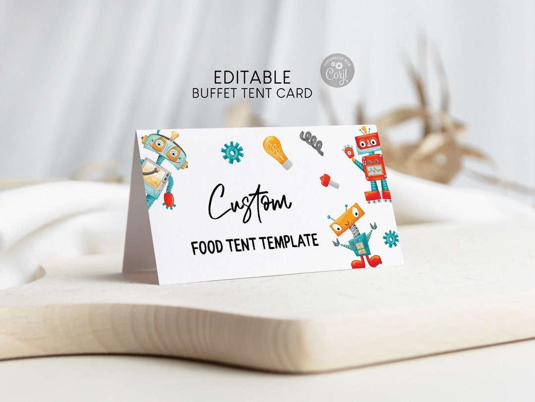 Editable Robot Food Label, Printable Droid-themed Buffet Tent Card ...