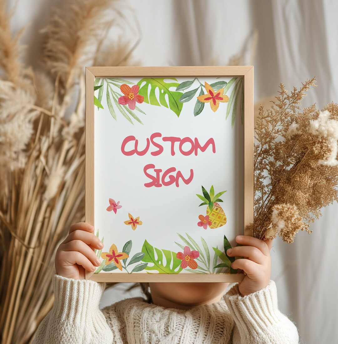Hawaiian Birthday Custom Table Sign: Hula Theme (digital Download) - Etsy