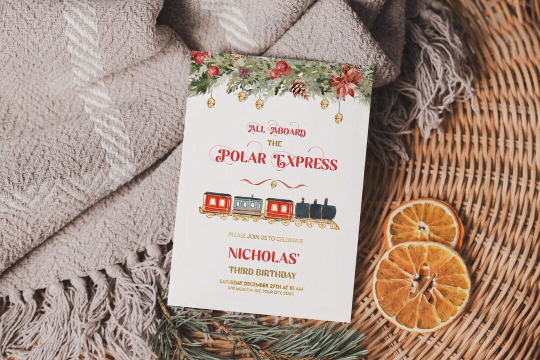 Polar Express Birthday Invitation: Winter Train Party (digital Download ...