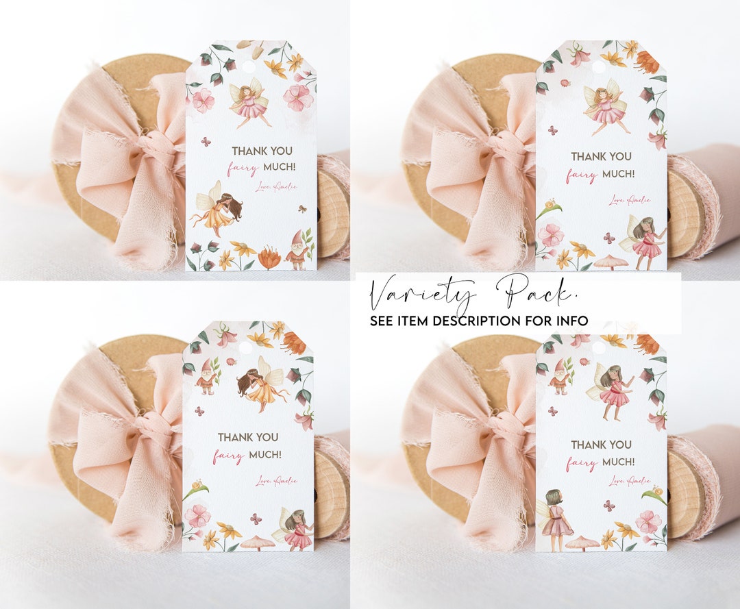 Editable Fairy Favor Tag Set, Fairy Birthday, Thank You Tags, Fairy ...