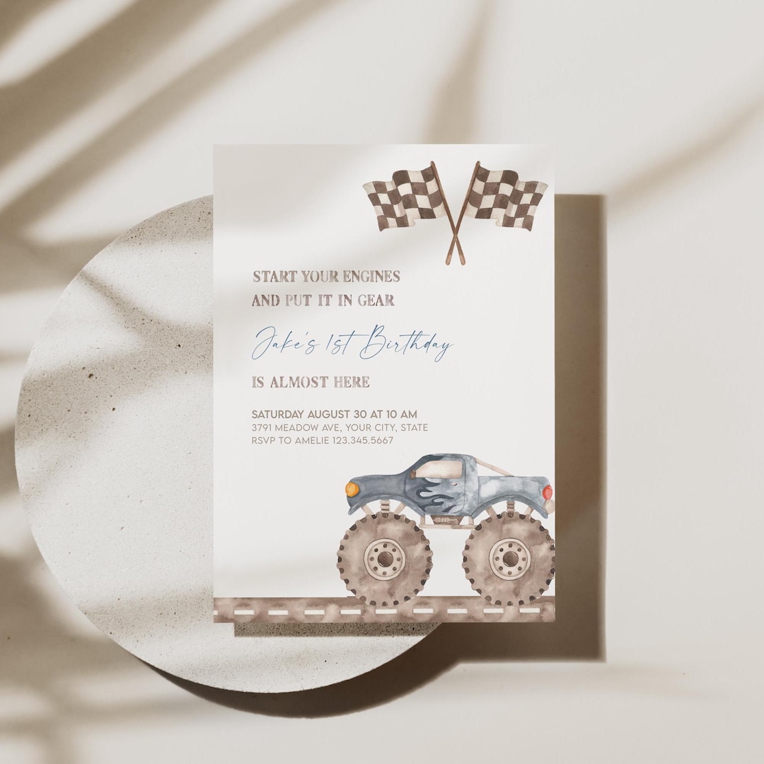 Monster Truck Birthday Invitation: Off-road Theme (instant Download) - Etsy