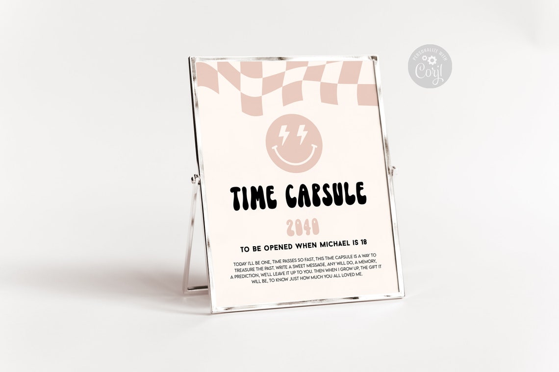 Editable Smiley Face Time Capsule Sign Template Retro Hippie - Etsy