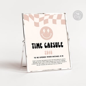 Editable Smiley Face Time Capsule Sign Template Retro Hippie 70th ...