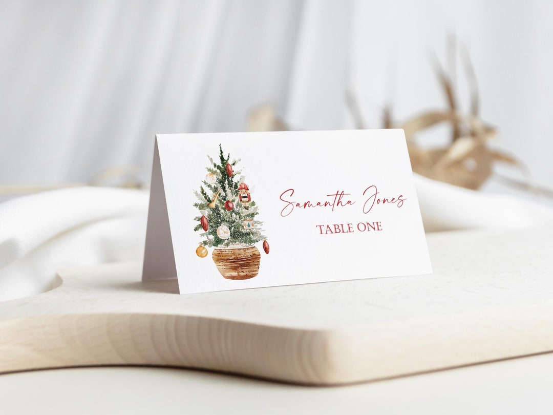 Editable Christmas Tree Place Card Template: Festive Holiday Table ...