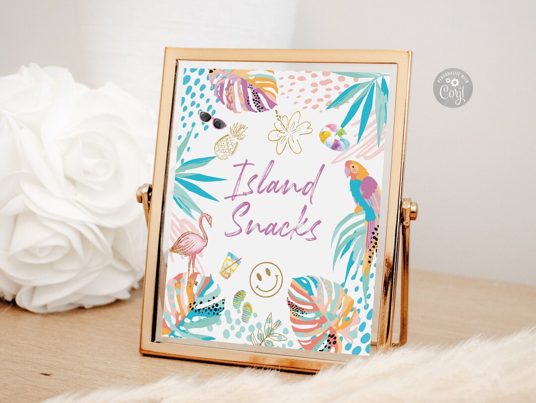 Printable Tropical Smile Birthday Food Sign, Editable Summer Pool Beach ...