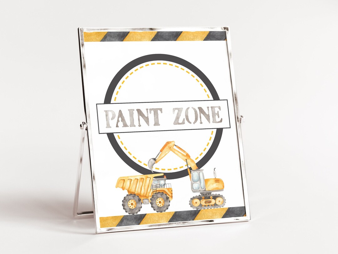 Construction Birthday Party Sign: Paint Zone Decor (digital Download ...