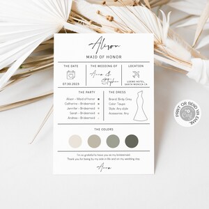 Printable Minimalist Bridesmaid Proposal Card, Editable Bridal Party ...